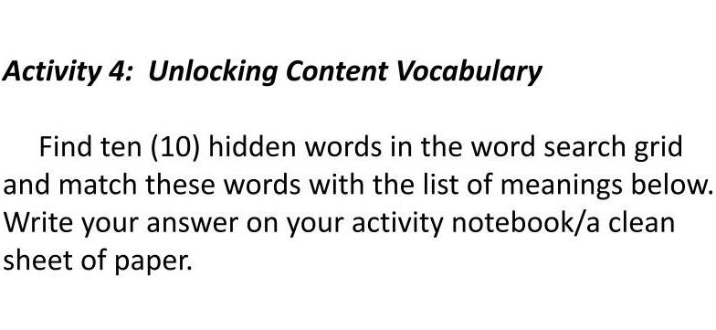 Activity 4 Unlocking Content Vocabulary Find | StudyX