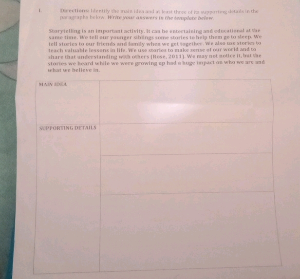 1 Directions Identify the main idea and at | StudyX