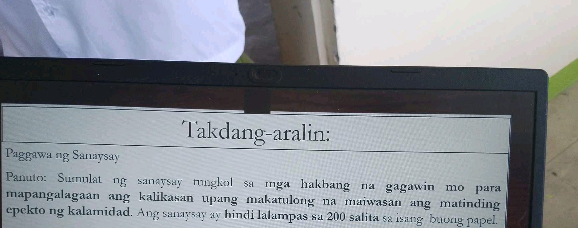 Takdang-aralin Paggawa ng Sanaysay Panuto | StudyX