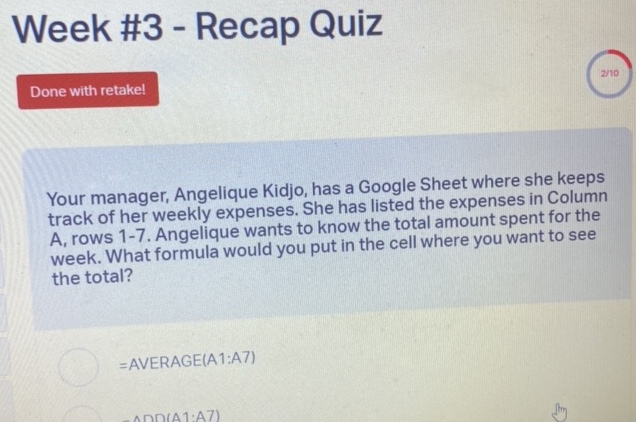 Week 3 - Recap Quiz 2 / 10 Done with retake | StudyX