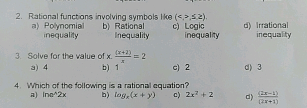 2 Rational functions involving symbols like | StudyX