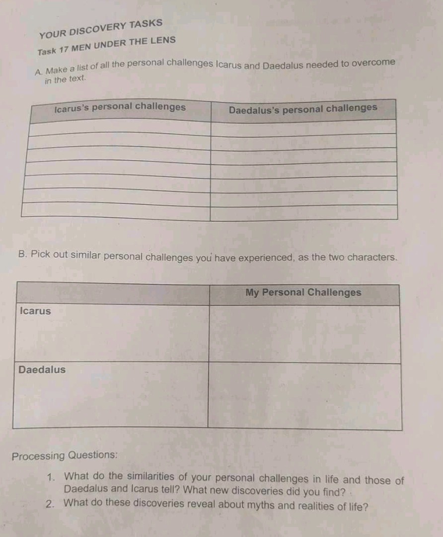 YOUR DISCOVERY TASKS Task 17 MEN UNDER THE | StudyX