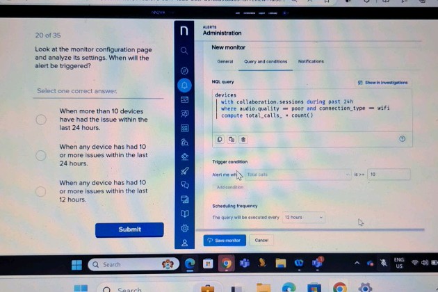 20 of 35 Look at the monitor configuration | StudyX