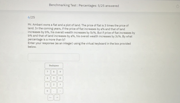 Benchmarking Test Percentages 5 / 25 | StudyX