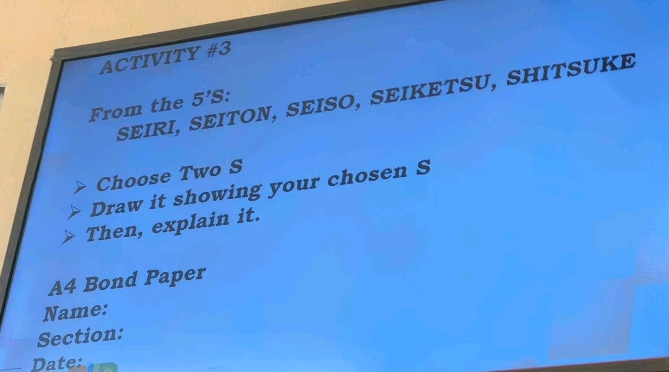 ACTIVITY 3 SEIRI SEITON SEISO SEIKETSU | StudyX