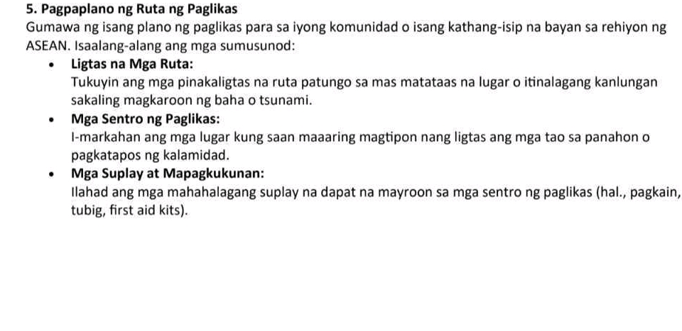 5 Pagpaplano ng Ruta ng Paglikas Gumawa ng | StudyX