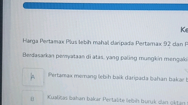 Harga Pertamax Plus lebih mahal daripada | StudyX