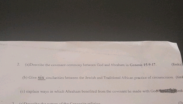 2 (a)Describe the covenant ceremony between | StudyX