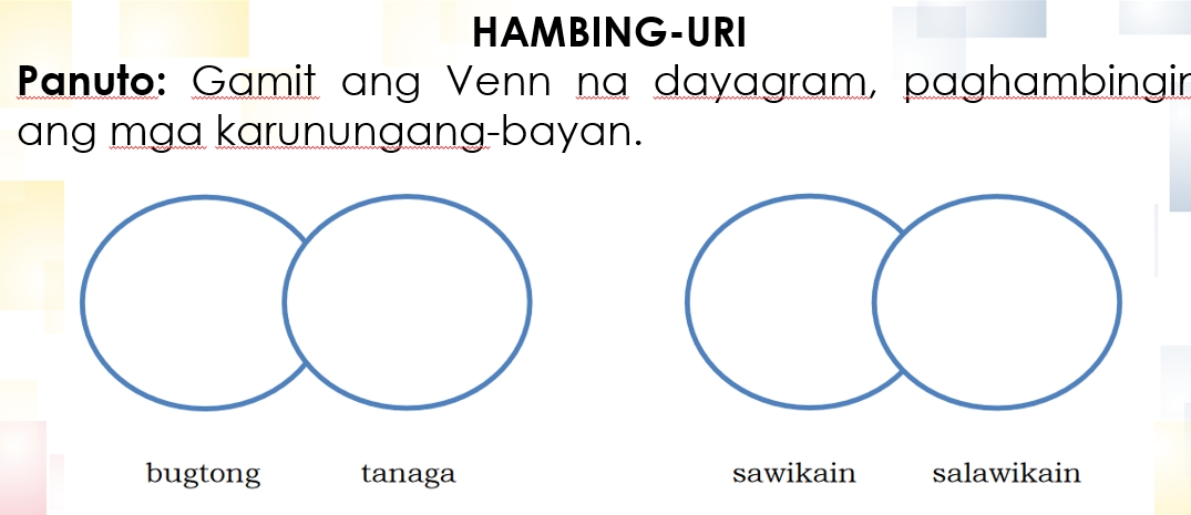 HAMBING-URI Panuto Gamit ang Venn na | StudyX