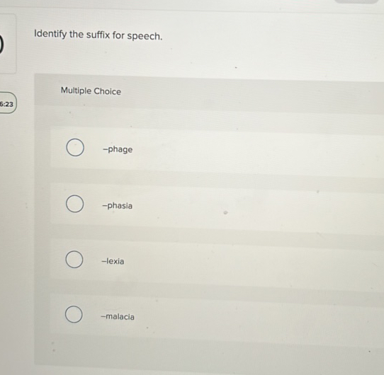 Identify the suffix for speech Multiple | StudyX