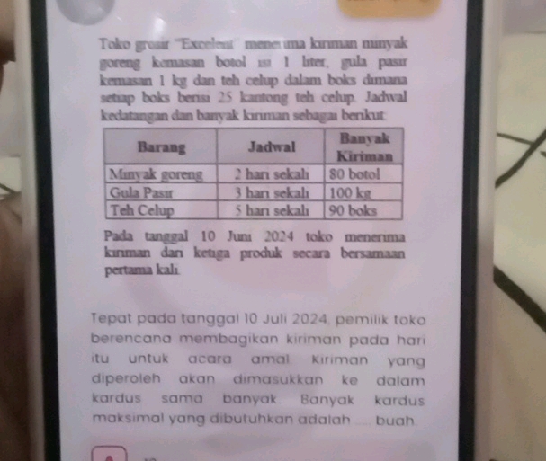 Toko grosir Excelent menerima karman munyak | StudyX