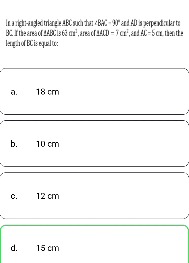 In a right-angled triangle A B C such that | StudyX
