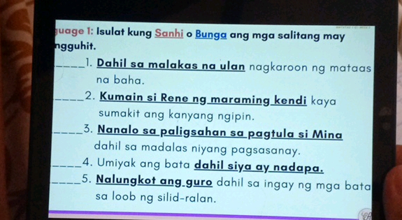 juage 1 Isulat kung Sanhi o Bungg ang mga | StudyX