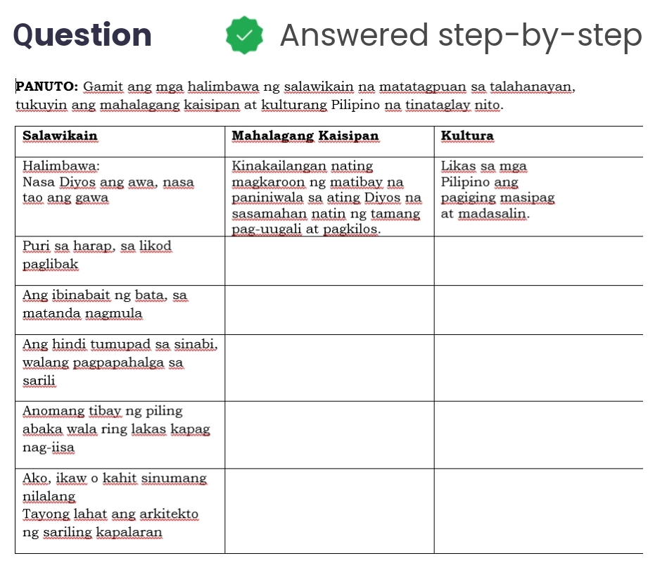 Question Answered step-by-step PANUTO Gamit | StudyX