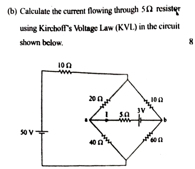 (b) Calculate the current flowing through 5 | StudyX