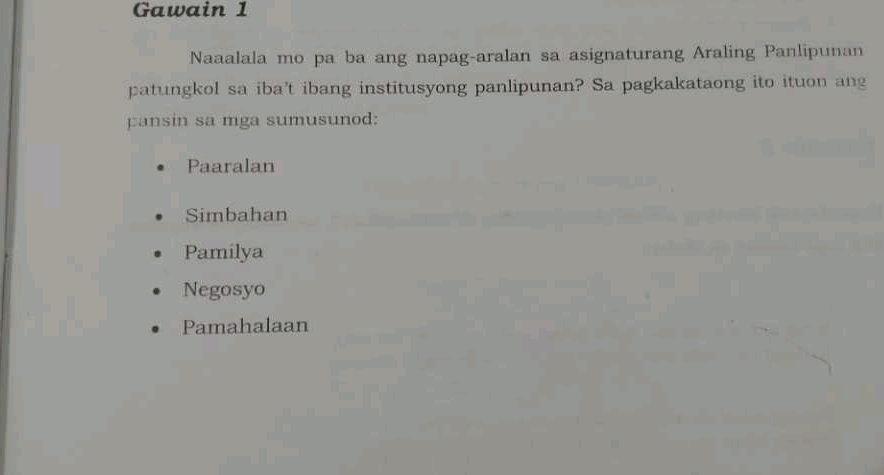 Gawain 1 Naaalala mo pa ba ang napag-aralan | StudyX