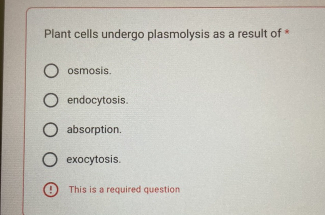 Plant cells undergo plasmolysis as a result | StudyX