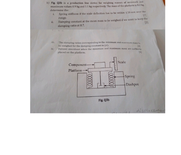 b) Fig Q3b is a production line device for | StudyX