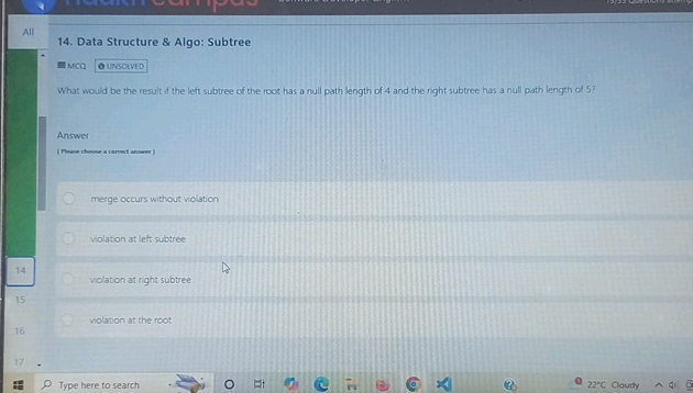 All 14 Data Structure Algo Subtree MCQ | StudyX