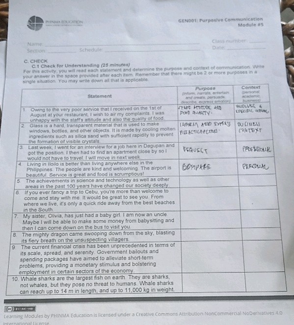 Name Section GENOO1 Purposive | StudyX