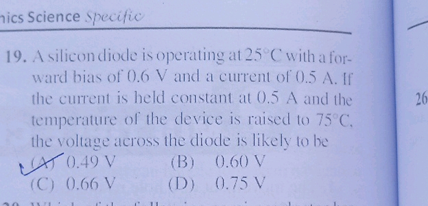 19 A silicon diode is operating at 25 C | StudyX