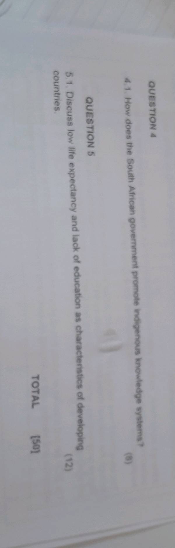 QUESTION 4 41 How does the South African | StudyX