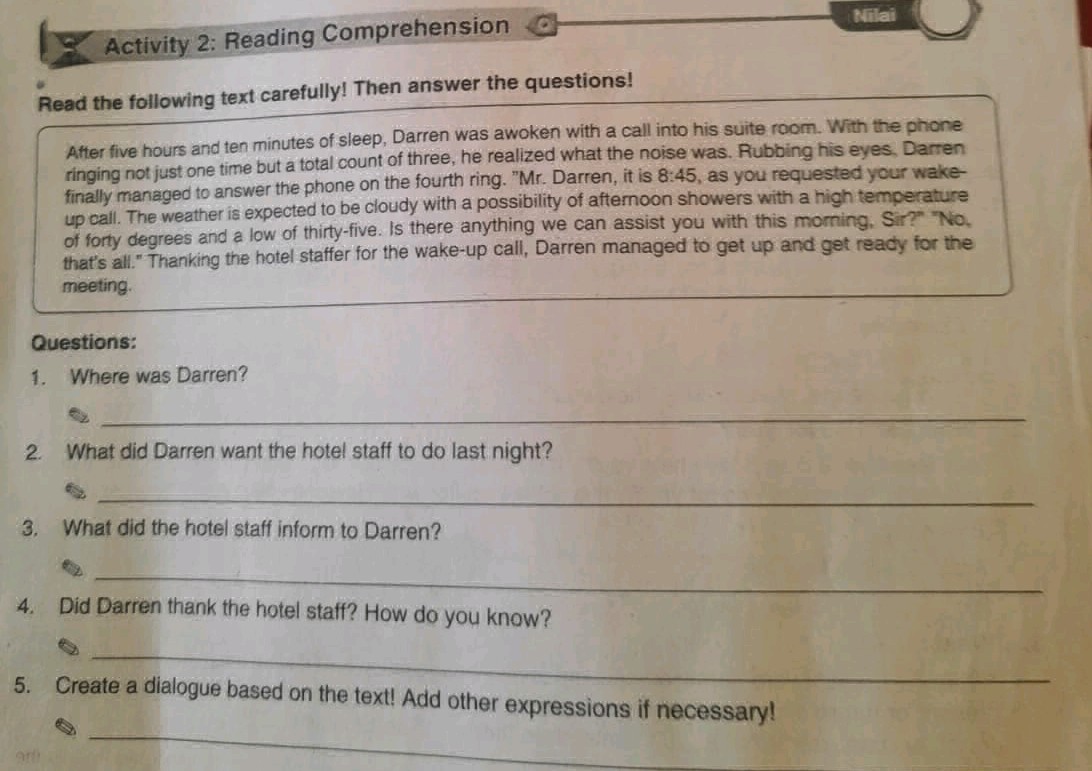 8 Activity 2 Reading Comprehension Nitai | StudyX