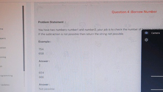 Question 4 Borrow Number Problem Statement | StudyX