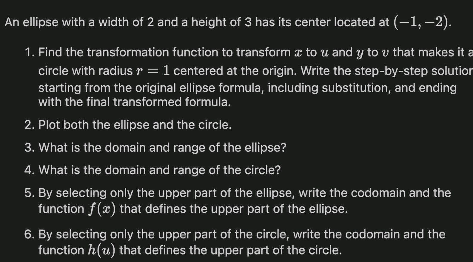 An ellipse with a width of 2 and a height | StudyX