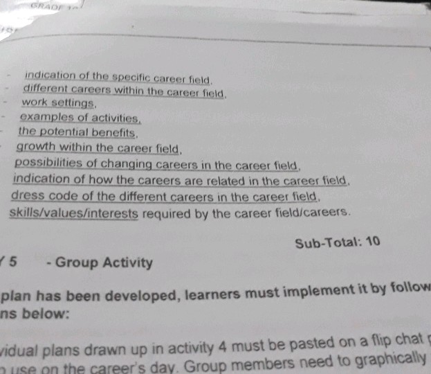 indication of the specific career field | StudyX