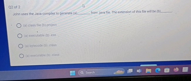 Q2 of 2 John uses the Java compiler to | StudyX