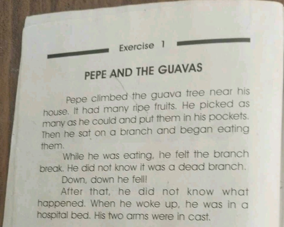 Exercise 1 PEPE AND THE GUAVAS Pepe climbed | StudyX