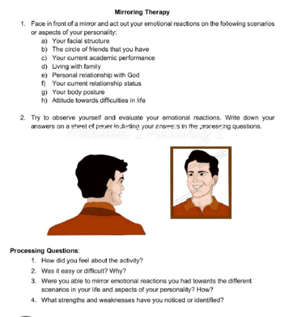 Mirroring Therapy 1 Face in front of a | StudyX