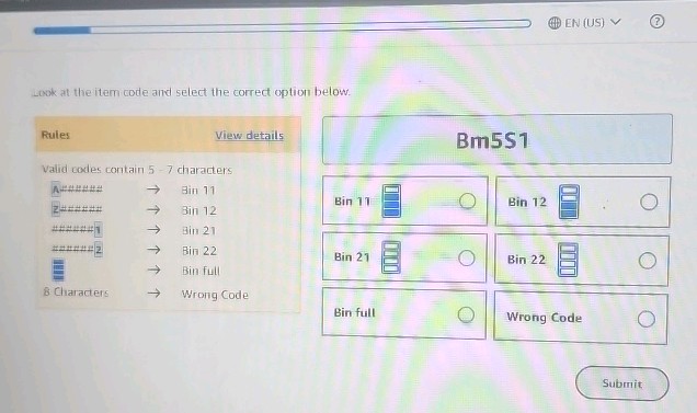 EN (US) () Look at the item code and select | StudyX