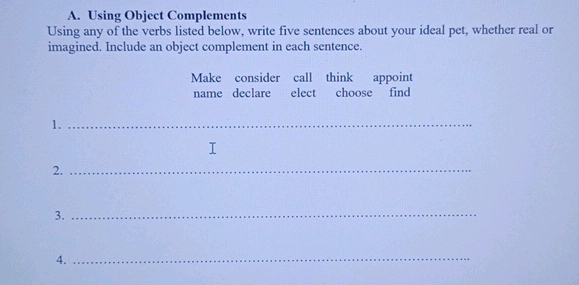 A Using Object Complements Using any of the | StudyX