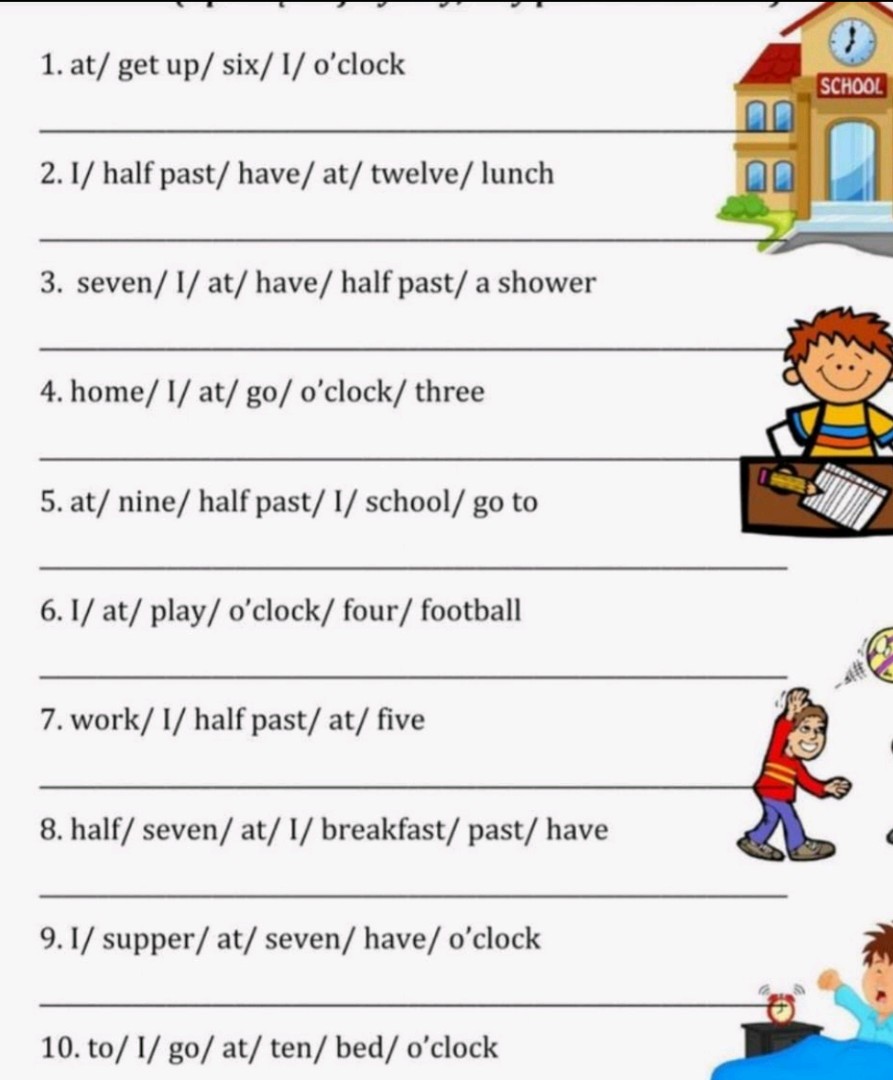 1 at/ get up/ six/I/ oclock SCHOot 2 I/ | StudyX