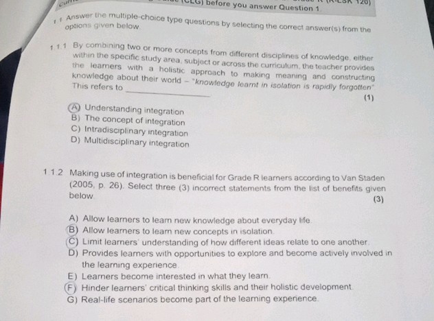 I 1 Answer the multiple-choice type | StudyX