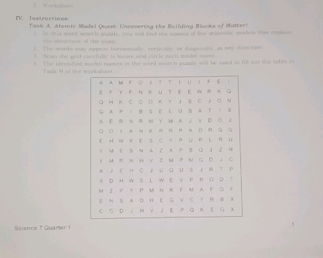 2 Worksheet IV Instructions Task A Atomic | StudyX