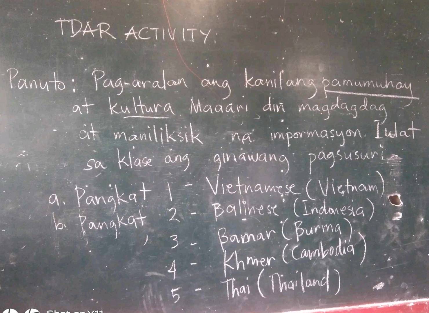 TDAR ACTIVITY Panuto Pag-aralan ang | StudyX