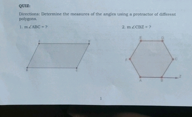 QUIZ Directions Determine the measures of | StudyX