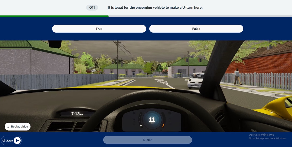 Q11 It is legal for the oncoming vehicle to | StudyX