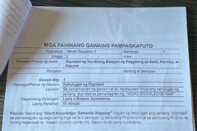 MGA PAHINANG GAWAING PAMPAGKATUTO | StudyX