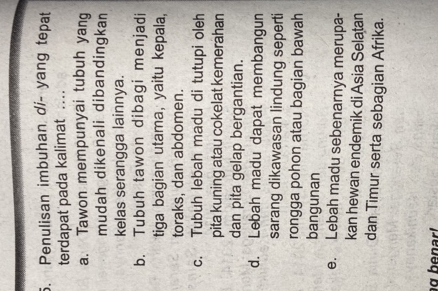 Penulisan imbuhan di- yang tepat terdapat | StudyX