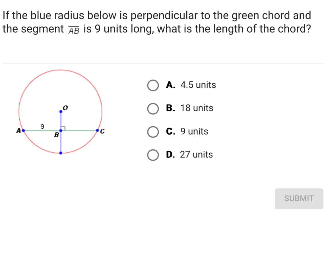 If the blue radius below is perpendicular | StudyX