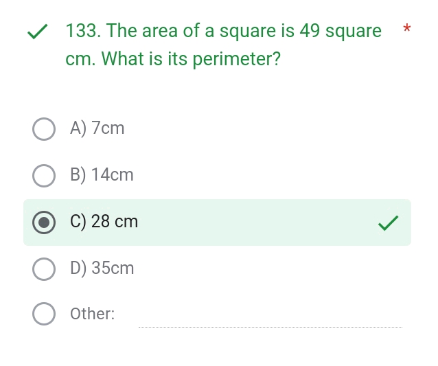 133 The area of a square is 49 square cm | StudyX