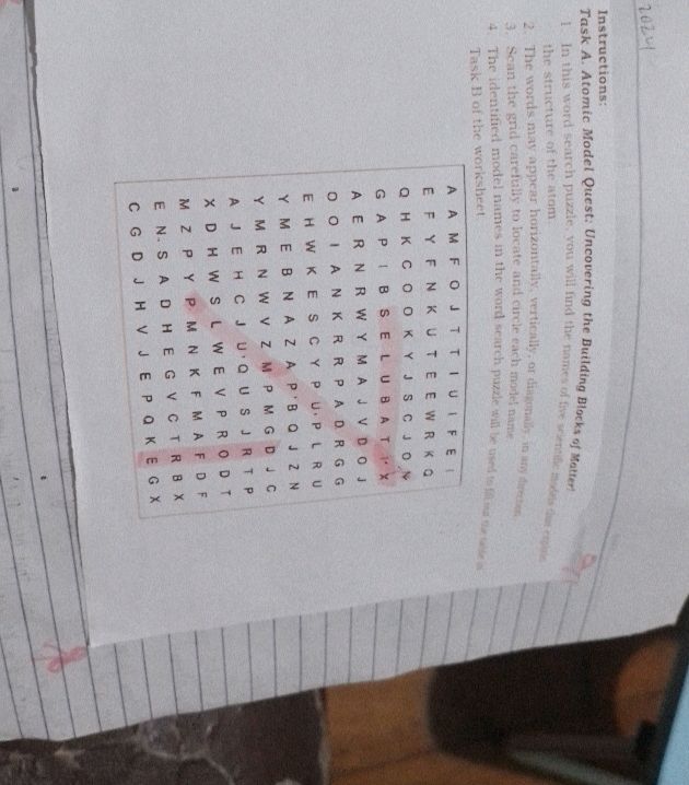 2024 Instructions Task A Atomic Model Quest | StudyX