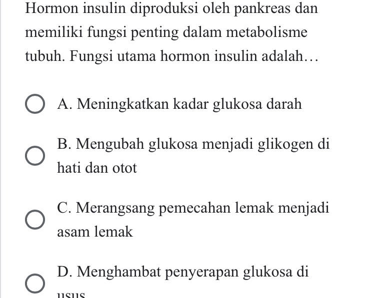 Hormon insulin diproduksi oleh pankreas dan | StudyX