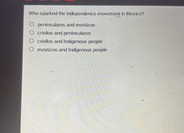 Who sparked the independence movement in | StudyX