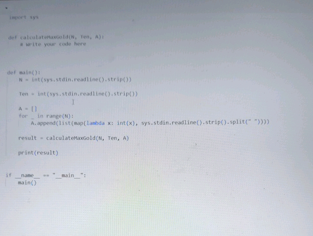 import sys def calculateNaxoold(N ren A) | StudyX