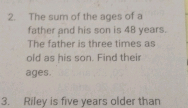 2 The sum of the ages of a father and his | StudyX